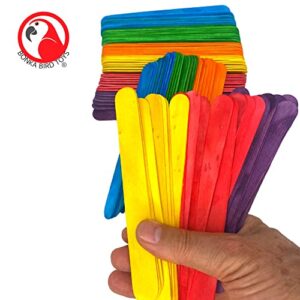 Bonka Bird Toys 3845 Pk100 Big Colored Wooden Chewy Sticks Foot Talon Craft Part Bird Toys Also Ideal for Model, Kids Handicraft, and Creating Craft Projects