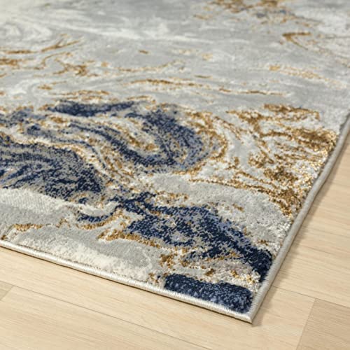 LUXE WEAVERS Marble Swirl Abstract Area Rug, Blue 8x10