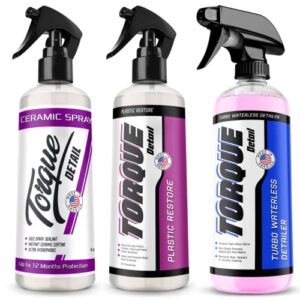 torque detail ceramic spray, plastic restore and waterless wash