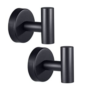 towel hooks bathroom hook wall towel hooks, stainless steel heavy duty door hanger towel robe clothes cabinet closet hook for bathroom kitchen garage home hotel, 2 pack, black