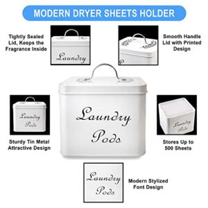 Rk limits Dryer Sheet Holder for Laundry Room - Metal Dryer Sheets Dispenser & Laundry Pods Container Stylish Fabric Softener Dispenser Organization Container with Lid Farmhouse Laundry Room Decor