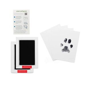 green pollywog - extra-large clean touch inkless ink pad for pets | pawprints for dogs & cats non-toxic | paw print stamp kit | dog paw print kit | cat footprint keepsake (2-pack)