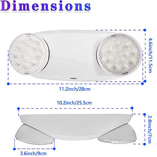 LED Emergency Light with Two Adjustable Heads, Commercial Emergency Exit Lighting, Battery Backup for Emergency Light, AC 120-277V, UL Listed