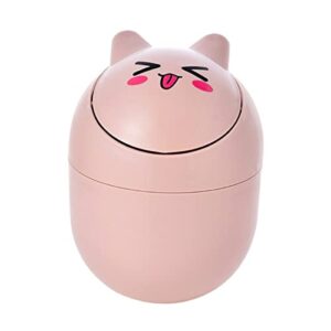 ruitasa mini dustbin and desktop desktop coffee table for kitchen trash recycling bins lovely small paper basket plastic trash can shake cover the bucket(pink)