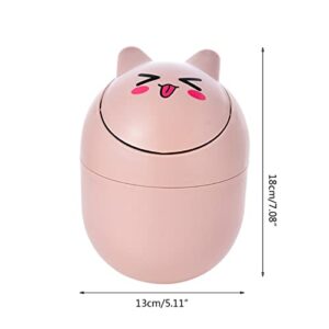 RUITASA Mini dustbin and Desktop Desktop Coffee Table for Kitchen Trash Recycling Bins Lovely Small Paper Basket Plastic Trash can Shake Cover The Bucket(Pink)