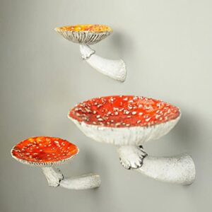 xhong mushroom hanging shelf decor, wall floating shelf frame amanita shaped, wall hanging storage rack wall storage shelves for bedroom living room wall decoration-s+m+l