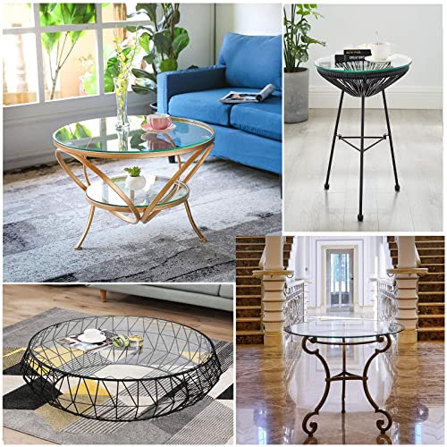 KDLKCT6 Tempered Glass Table Top, Ø 15in 17in 25in 27in 29in 31in, Polished Edge Round Glass Table Top, with Non-Slip Pad, Easy to Install, Protect The Original Desktop,1/3" Thick,