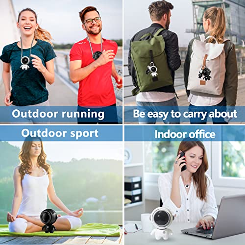 Handheld Neck Fan, Portable 3 Speeds Astronaut Pocket Cooling Fan,Decoration USB Rechargeable Mini Quiet Desk Fan,With Keychain,For Kids Teenager Outdoor Picnic Office Travel White 3.93*2.95 inches