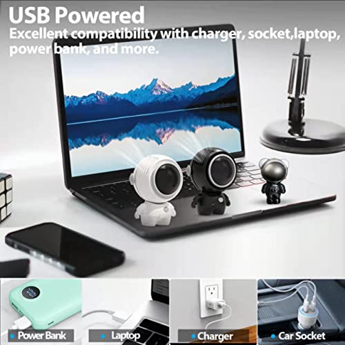 Handheld Neck Fan, Portable 3 Speeds Astronaut Pocket Cooling Fan,Decoration USB Rechargeable Mini Quiet Desk Fan,With Keychain,For Kids Teenager Outdoor Picnic Office Travel White 3.93*2.95 inches