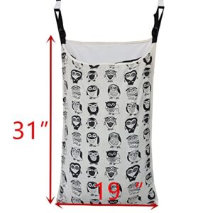 HDHYK Adjustable Space Saving Door Hanging Laundry Hamper Bag with Over Door Hooks for Dirty Laundry