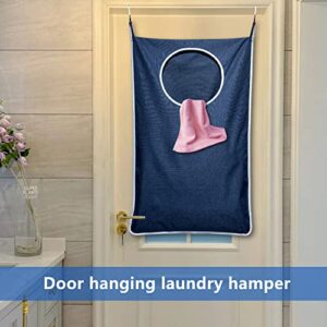 KEEPJOY XL Hanging Laundry Hamper Bag, Hanging Hamper with 2 Strong Hooks for Dirty clothes Door Hanging Laundry bag Large Size 36X22 inch (Blue-1Pack)