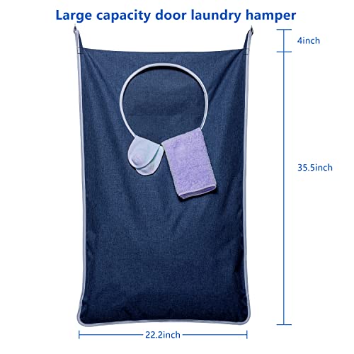 KEEPJOY XL Hanging Laundry Hamper Bag, Hanging Hamper with 2 Strong Hooks for Dirty clothes Door Hanging Laundry bag Large Size 36X22 inch (Blue-1Pack)