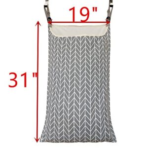 HDHYK Adjustable Space Saving Door Hanging Laundry Hamper Bag with Over Door Hooks for Dirty Laundry