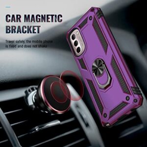 PUSHIMEI for Moto G Stylus 5G 2022 Case with Screen Protector [Military Grade 16ft. Drop Tested] Magnetic Ring Holder Kickstand Protective Phone Case for Motorola Moto G Stylus 5G 2022, Purple