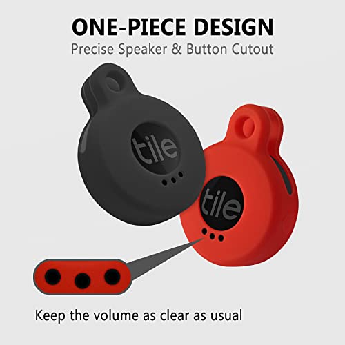 Geiomoo Silicone Cover Compatible with Tile Sticker 2022, Protective Case with Carabiner (2 Pack Red+Black)