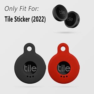 Geiomoo Silicone Cover Compatible with Tile Sticker 2022, Protective Case with Carabiner (2 Pack Red+Black)