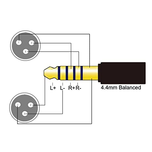 Youkamoo 4.4mm to Dual XLR Male Balanced Audio Headphone Adapter Silver Plated Cable 5 FT 1.5M