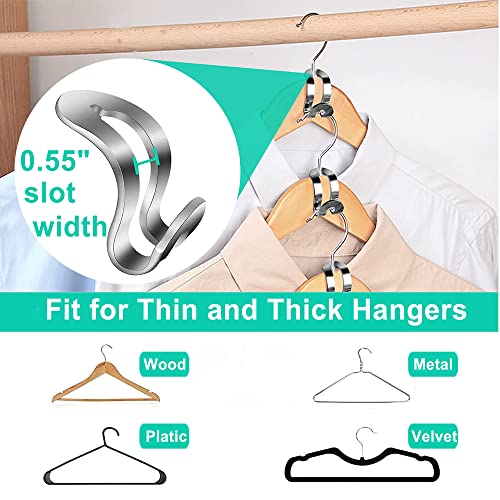 Metal Clothes Hanger Connector Hooks, 10Pcs Durable Hanger Hooks Extender Clips, Space Saving Hangers for Clothes, Cascading Hanger Connection Hooks Space Saver for Closet Organizer and Storage