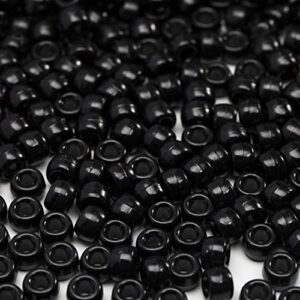 1000 Pcs Acrylic Black Pony Beads 6x9mm Bulk for Arts Craft Bracelet Necklace Jewelry Making Earring Hair Braiding (Black)