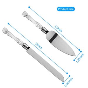 2PCS/Set Wedding Cake Knife and Server Set, Cake Cutting Set for Wedding with Faux Crystal Handles & Premium 410 Stainless Steel Blades for Wedding Cake, Birthdays, Anniversaries, Parties, Holiday