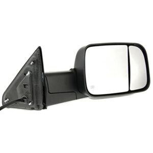 MyParts Mirror Tow Power Heated Signal Puddle Light Textured Black Right Passenger Side Compatible with Ram PU