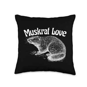 muskrat love cute and funny unusual family pet throw pillow, 16x16, multicolor