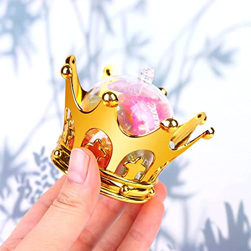 24 Pcs Gold Crown Candy Boxes with Dome, Fillable Golden Decorative Crown Candy Storage Boxes for Candies Chocolates Dessert Table Super Cute Plastic Crown Candy Containers for Baby Kid Party Favor