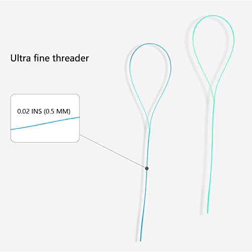 FreshDear Floss Threaders for Braces, Bridges, and Implants, Green 100 Counts and Blue 100 Counts (Pack of 4, Total 200 Counts)