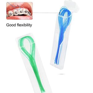 FreshDear Floss Threaders for Braces, Bridges, and Implants, Green 100 Counts and Blue 100 Counts (Pack of 4, Total 200 Counts)