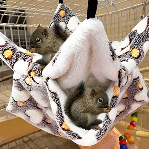 Oagsln 2 Pieces Small Guinea Pig Rat Hammock Guinea Pet Small Animal Hanging Hammock Bunkbed for Sugar Glider Squirrel Playing 7.8 x 7.8 inch(Coffee and Purple)