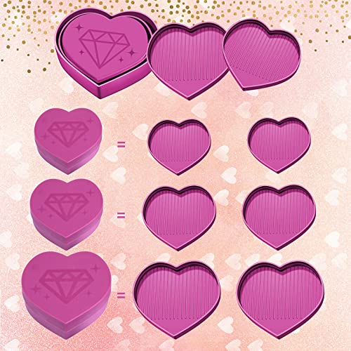 12 Pack Heart Diamond Painting Trays Plastic Bead Sorting Trays Diamond Rhinestone Tray Storage Box for DIY Crafts Purple