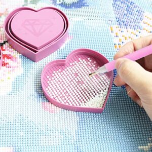 12 Pack Heart Diamond Painting Trays Plastic Bead Sorting Trays Diamond Rhinestone Tray Storage Box for DIY Crafts Purple