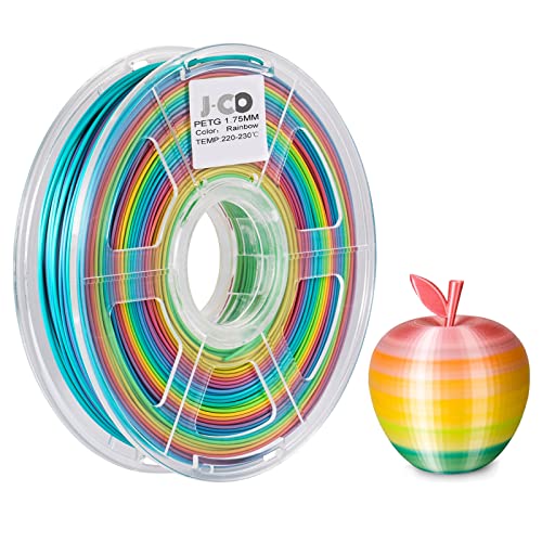 J-CD 3D Printing PETG Filament, Rainbow Multi Color Gradient, Dimensional Accuracy +/- 0.02 mm, 600G (1.3lbs ) Spool, 1.75 mm