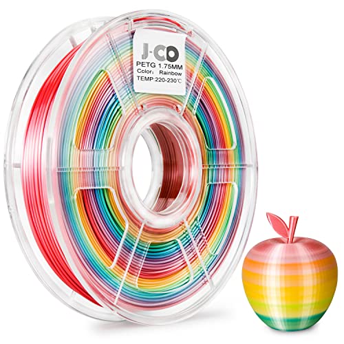 J-CD 3D Printing PETG Filament, Rainbow Multi Color Gradient, Dimensional Accuracy +/- 0.02 mm, 600G (1.3lbs ) Spool, 1.75 mm