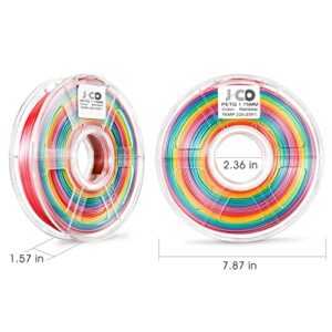 J-CD 3D Printing PETG Filament, Rainbow Multi Color Gradient, Dimensional Accuracy +/- 0.02 mm, 600G (1.3lbs ) Spool, 1.75 mm