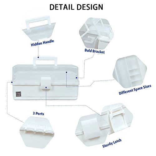 Ayzololo Storage Box Folding Plastic Organizer with Handle 3 Layers Portable Lockable Case for First Aid Storage Box Tool Sewing Pill Case Toy Lego Stationery Organizer Art Craft Cosmetic Tackle Box