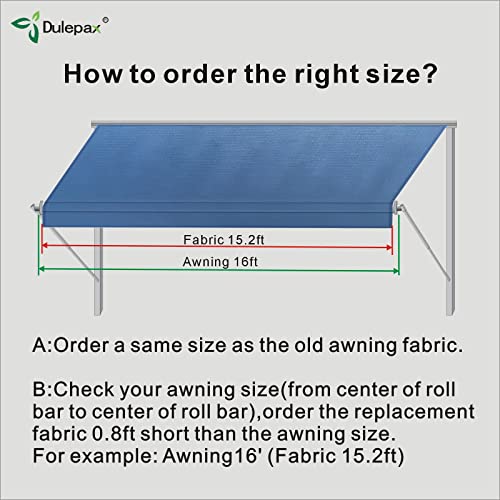 Dulepax RV Awning Fabric Replacement(20'2" Fabric) Heavy Duty 16 oz Vinyl Fabric Awning for Camper, Universal Camper Awning Replacement for All Trailer Awning Brands Blue