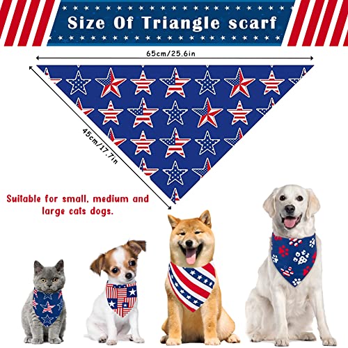 American Flag Dog Bandanas, 4th of July Dog Bandanas, 4 Pack Triangle Pet Scarfs, Holiday Pet Bandana for Small Medium Large Dogs Cats Pets