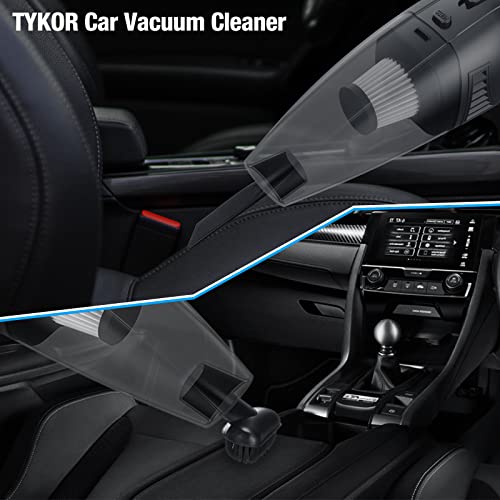 TYKOR Car Vacuum Cleaner, Portable 6000Pa Strong Suction Corded Vacuum, Mini Handheld Vac with Accessories Kit for Interior Cleaning