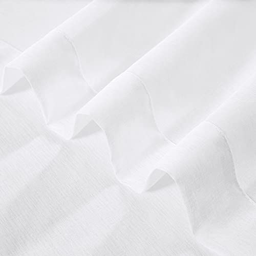 HIGHSEASON White Sheer Curtains 102 inches Long,Solid Rod Pocket Top Draperies for Living Room/Bedroom(White,Set of 2,52 x 102 Inch Length)