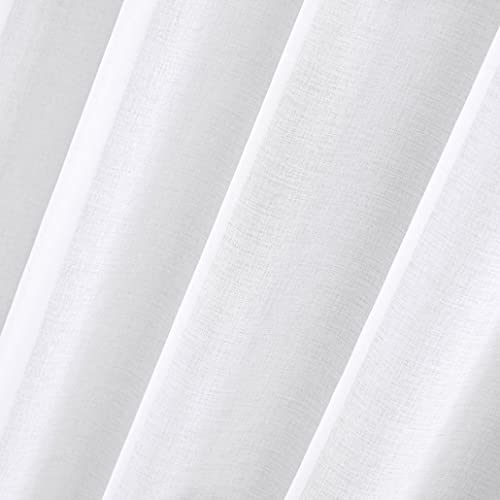 HIGHSEASON White Sheer Curtains 102 inches Long,Solid Rod Pocket Top Draperies for Living Room/Bedroom(White,Set of 2,52 x 102 Inch Length)