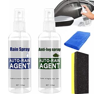 laizqian 100ml car glass waterproof coating agent - 2 pcs auto glass anti fog spray, anti fog rain repellent spray nano rain remover for windows, windshields, mirrors, shower doors