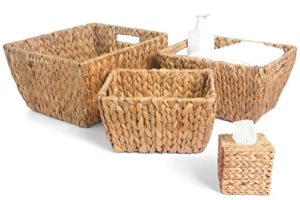 athena home storage basket set of 3 wicker storage baskets for home & kitchen, 14-inch large hyacinth storage basket for shelf