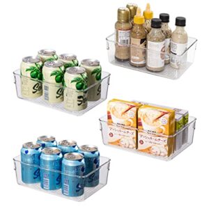 ettori fridge organizer 4pcs refrigerator organizer bins clear plastic storage bins for freezer, kitchen and cabinet, bpa free organization and storage