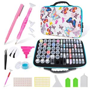 kuangben diamond painting accessories with70 slots(30cylinder+40square tube) resin diamond painting drill pen,stainless steel tweezer,ceramic precision pen etc. accessories kits (multicolor butterfly)