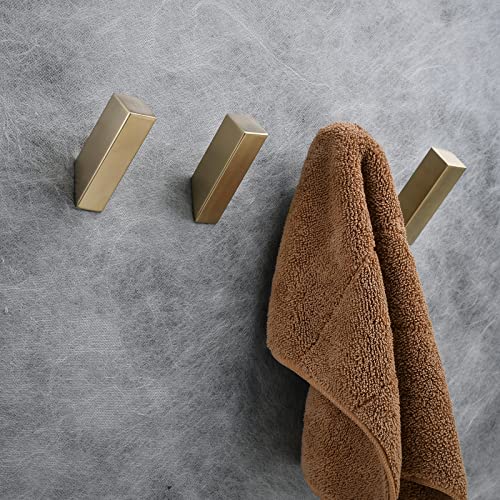 Beelee Brushed Gold Bathroom Towel Hooks 4-Pack Wall Mounted Robe Hooks Heavy Duty Hat Rack Clothes Hanger, Wall Hooks BA9808BG-4