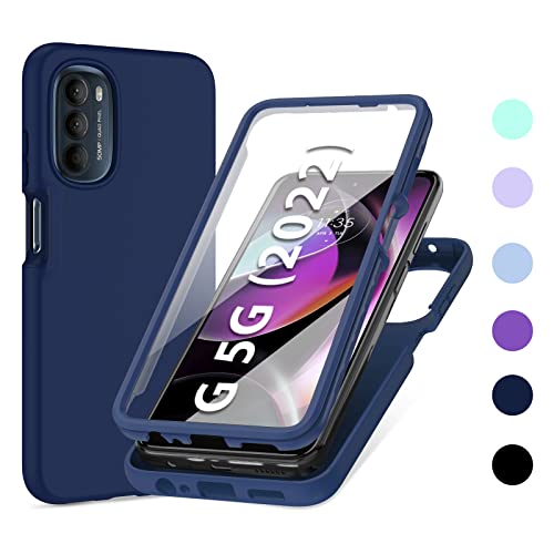 PUJUE for Motorola Moto-G 5G 2022 Case: Silicone Slim Full Rugged Bumper Matte Cell Phone Cases - Durable Shockproof Drop Protective Cute TPU Cover (Navy Blue)