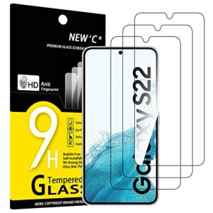 new'c [3 pack] designed for samsung galaxy s22 screen protector tempered glass, case friendly ultra resistant