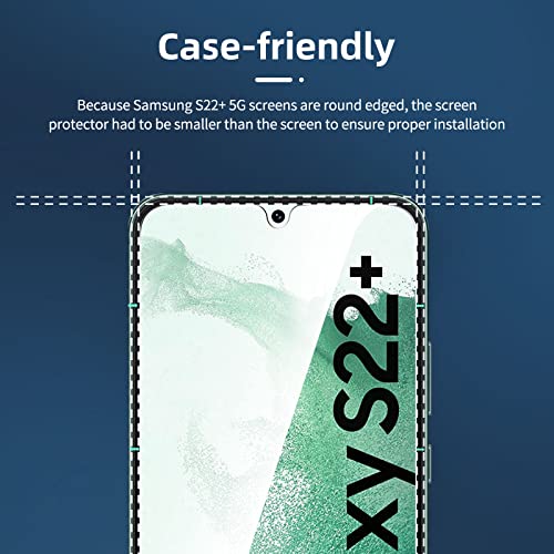 NEW'C [3 Pack] Designed for Samsung Galaxy S22 Plus / S22 + Screen Protector Tempered Glass, Case Friendly Ultra Resistant