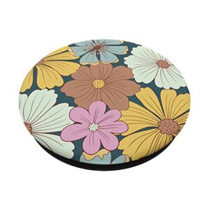 Vintage Wild Flower Hippie 60s 70s Aesthetic Yellow Taupe PopSockets Swappable PopGrip